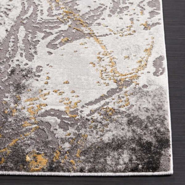 Mercury Row® Prichard Abstract Gray/Gold Area Rug & Reviews | Wayfair