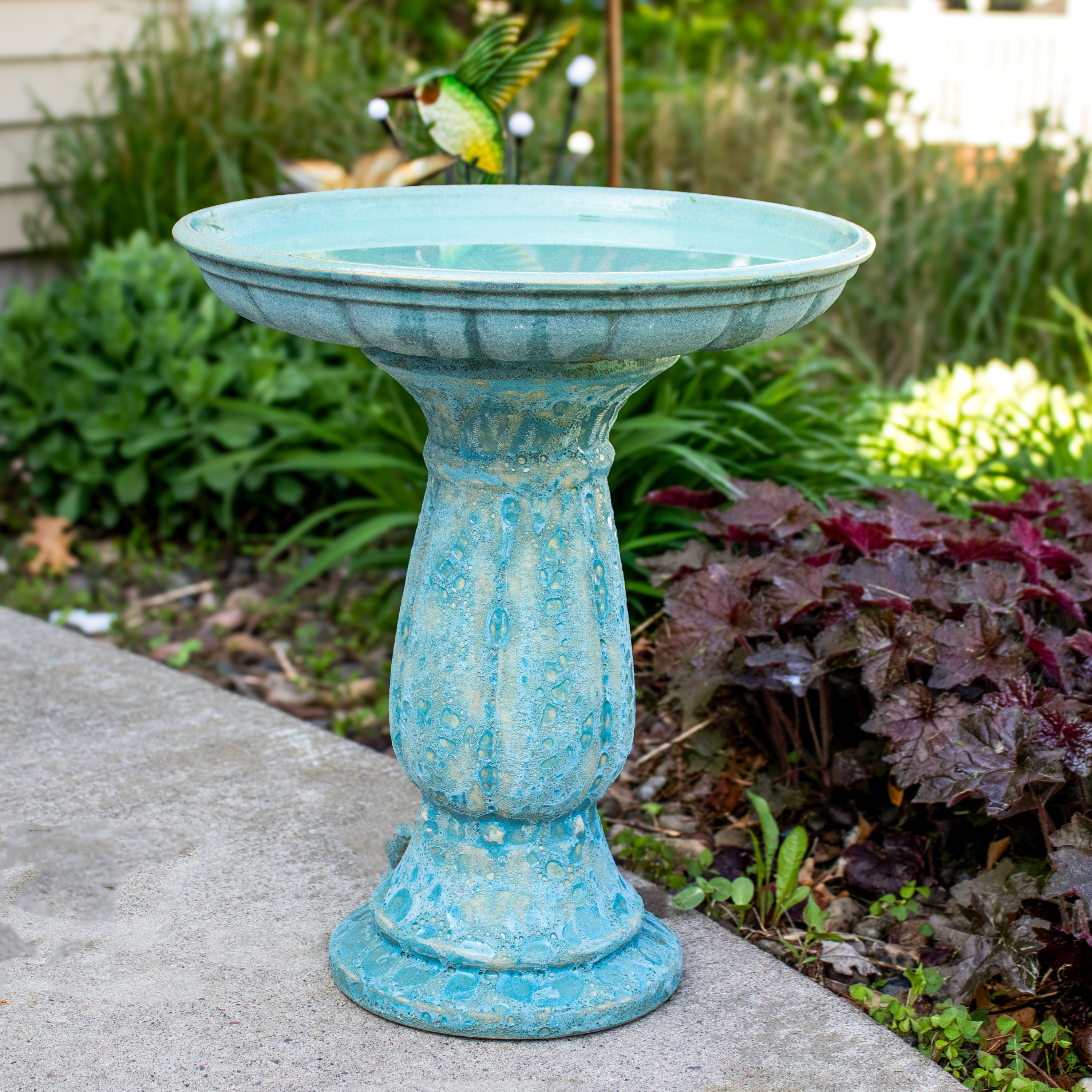 Lark Manor™ Ashil Freestanding Ceramic Outdoor Bird Bath with UV ...