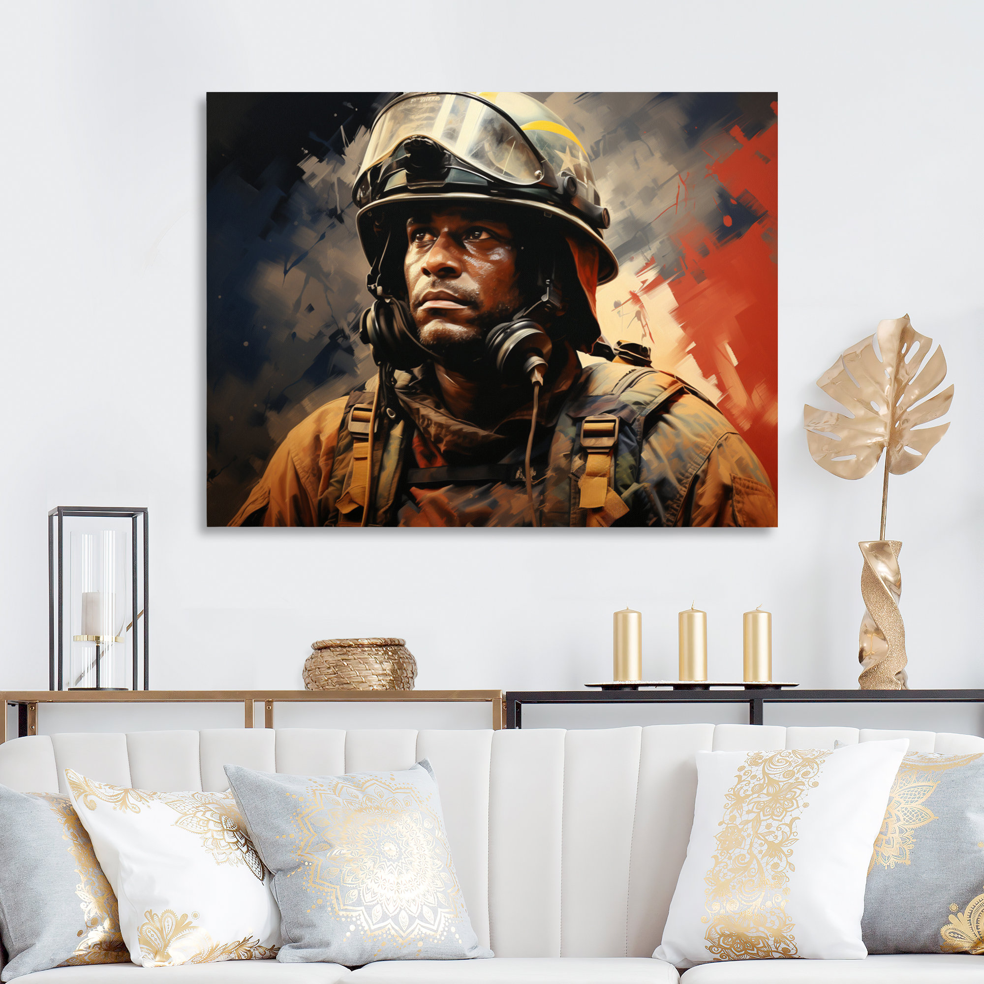 Ebern Designs Fireman Portrait III - Print on Canvas | Wayfair