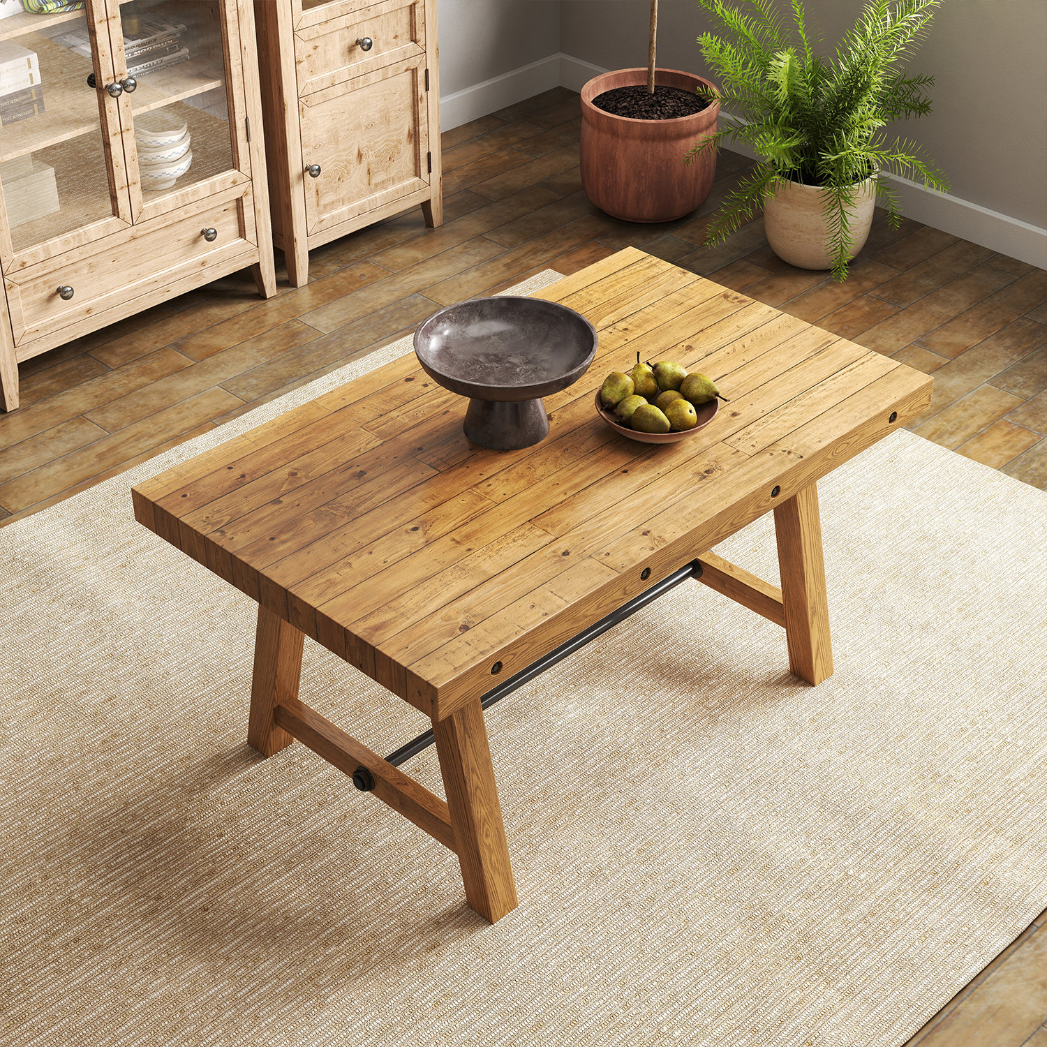 Latitude Run® Rustic Solid Wood Dining Table And Chairs Set ...