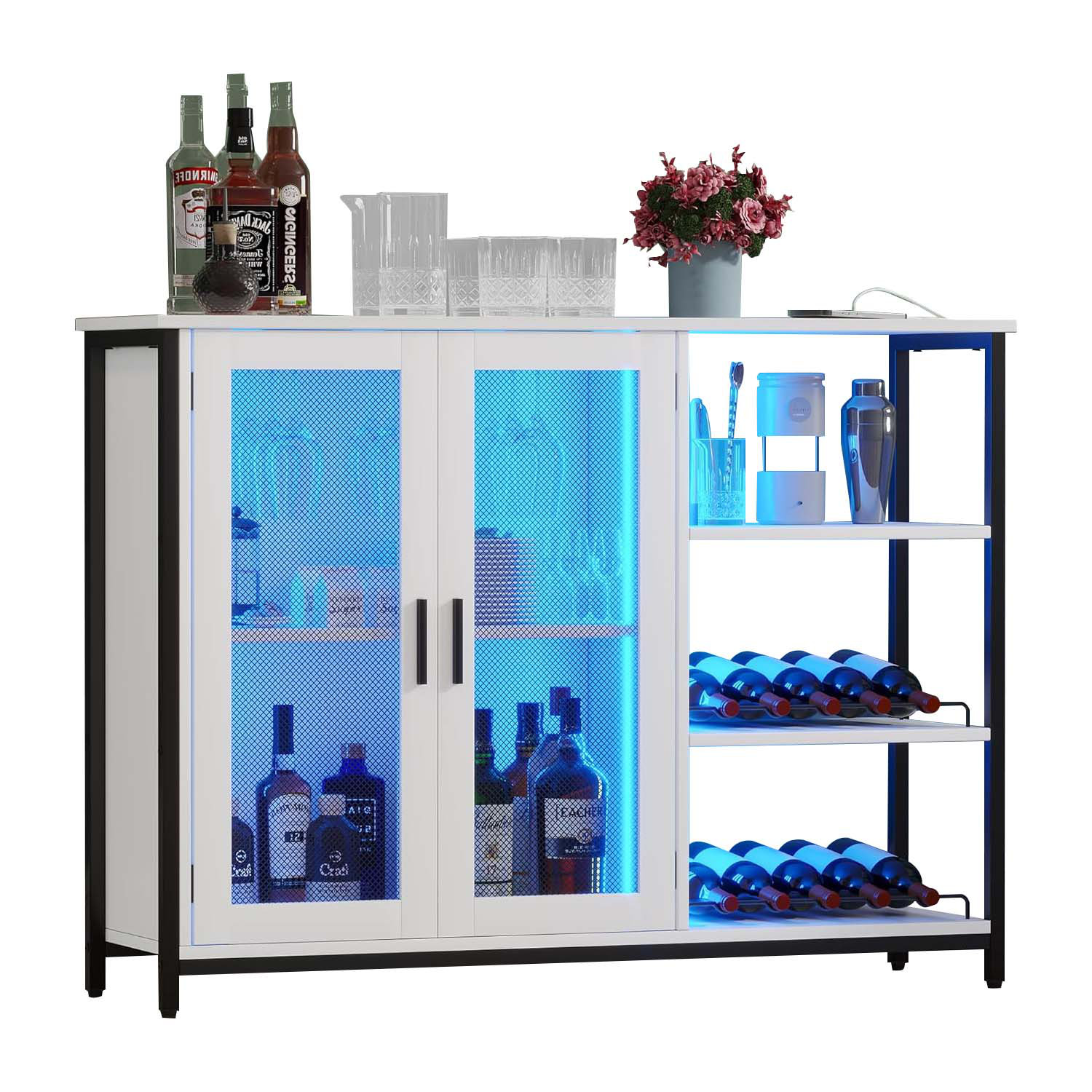 Wrought Studio™ Farmhouse Coffee Bar Cabinet, Wine Cabinets With ...