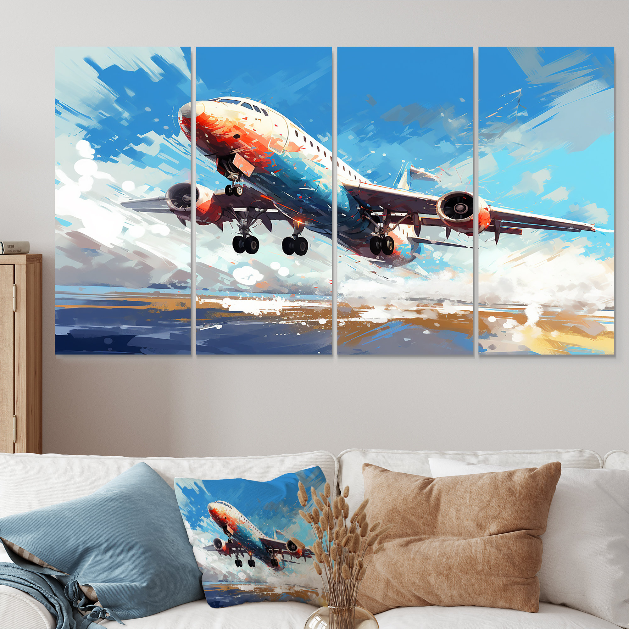 Ebern Designs Take Off Flight Paint Spatter s - Train Wall Art For ...