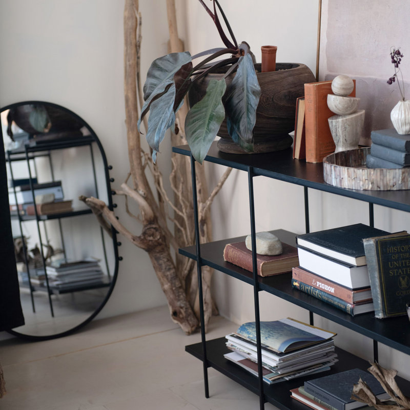 Ebern Designs Metal Framed Oval Wall Mirror With Balls | Wayfair