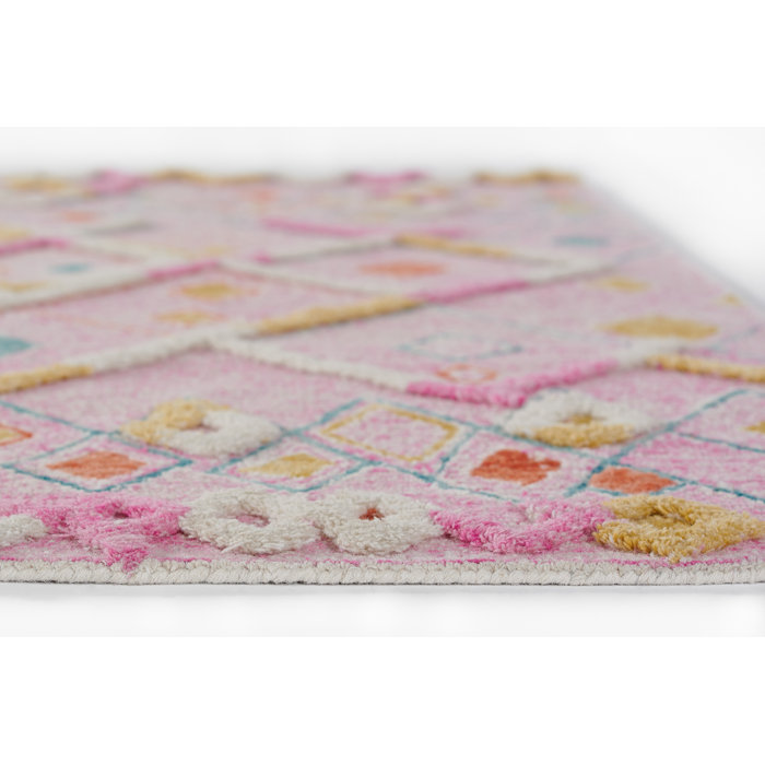 Joss & Main Charlize Handmade Wool Pink/Yellow/Green Rug & Reviews ...