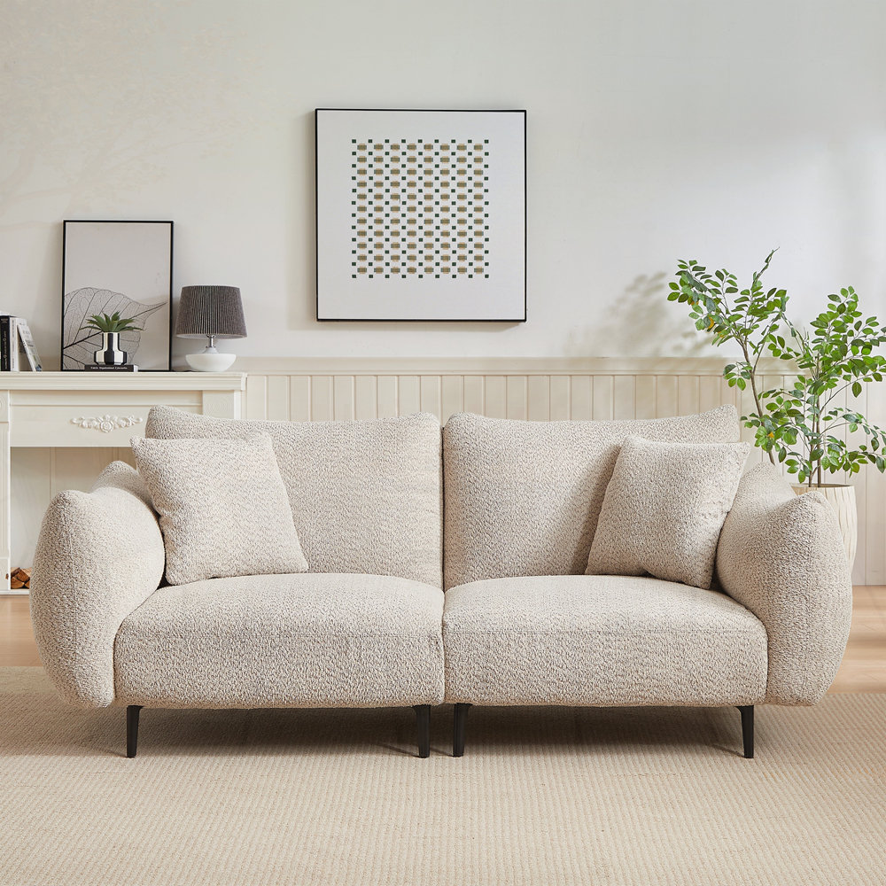 Latitude Run® Oversized 2 Seater Sherpa Sofa with Metal Legs - Wayfair ...