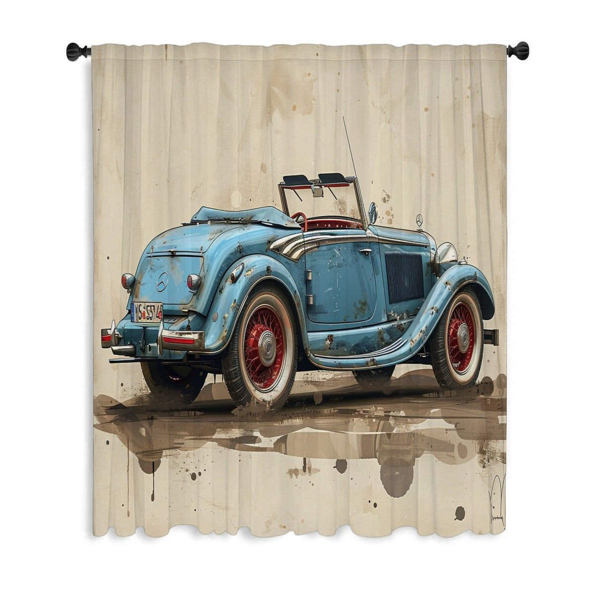 East Urban Home Vintage Car Window Curtains, Automobile Blockout ...