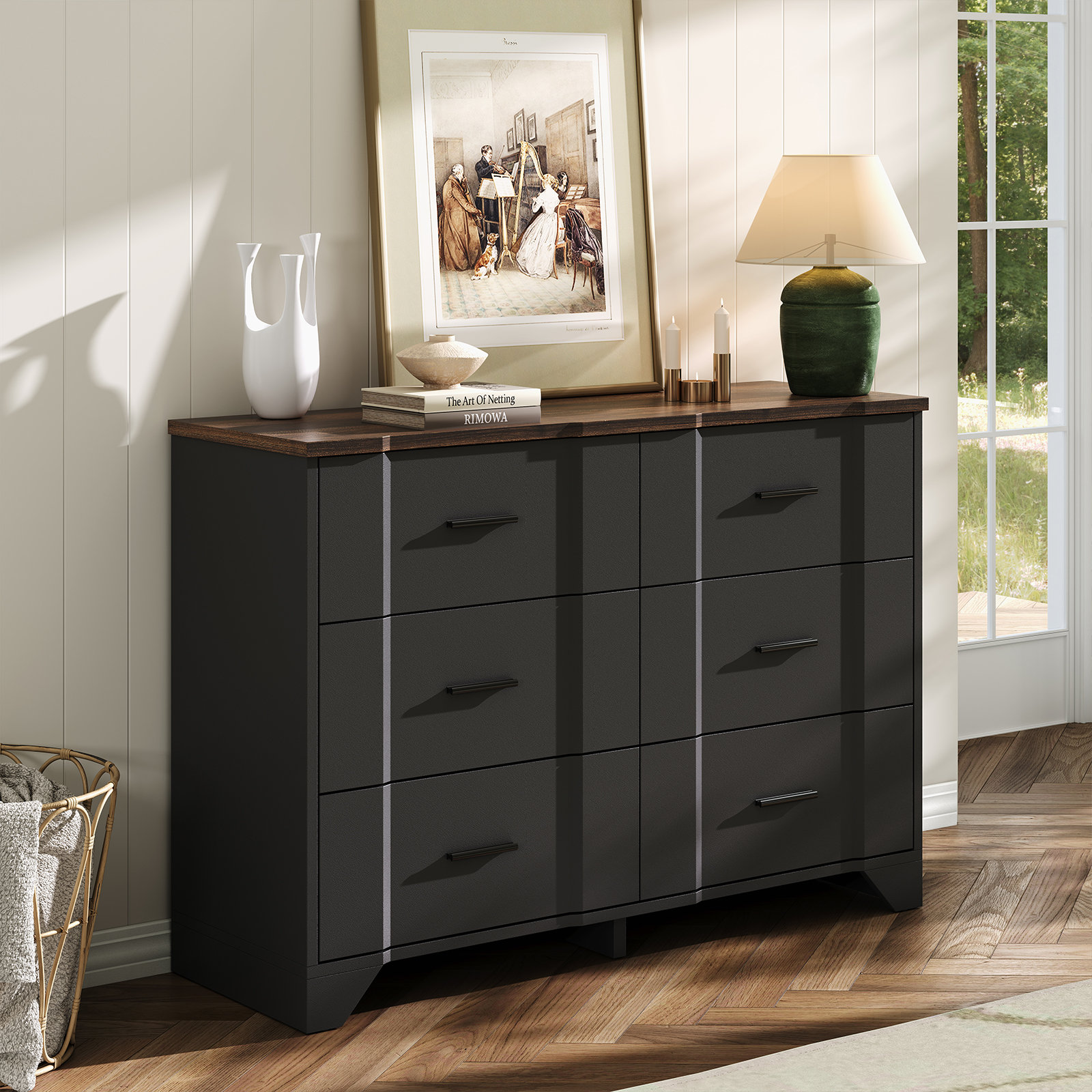 Ebern Designs Farmhouse 8 Drawers Dresser for Bedroom, Wood Chest of ...