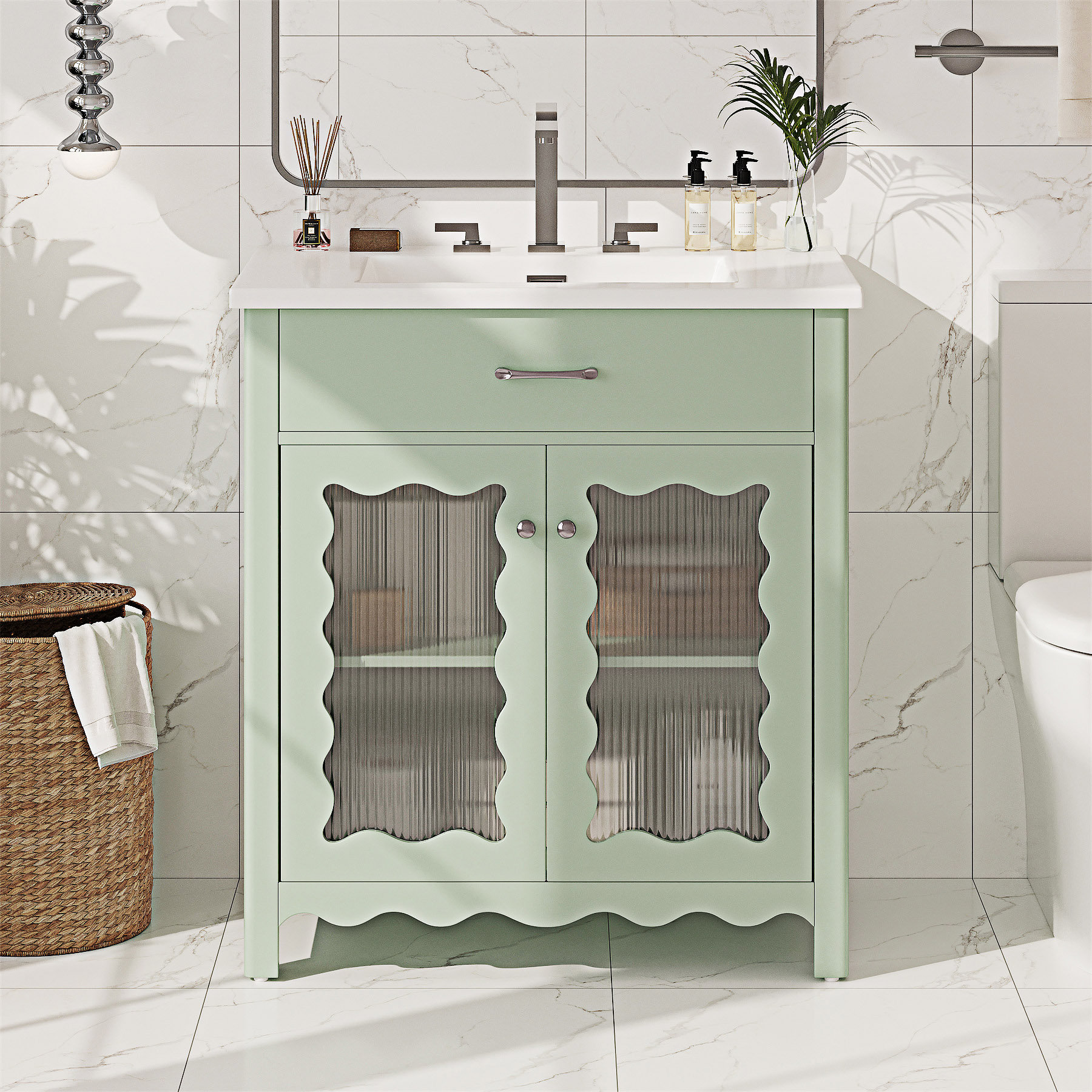 Winston Porter Bathroom Vanity With Tempered Glass - Wayfair Canada
