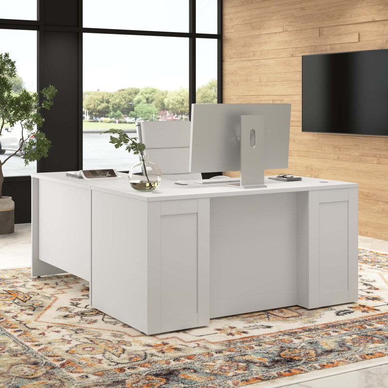 Bush Business Furniture Hampton Heights 60W x 30D Breakfront Desk with ...