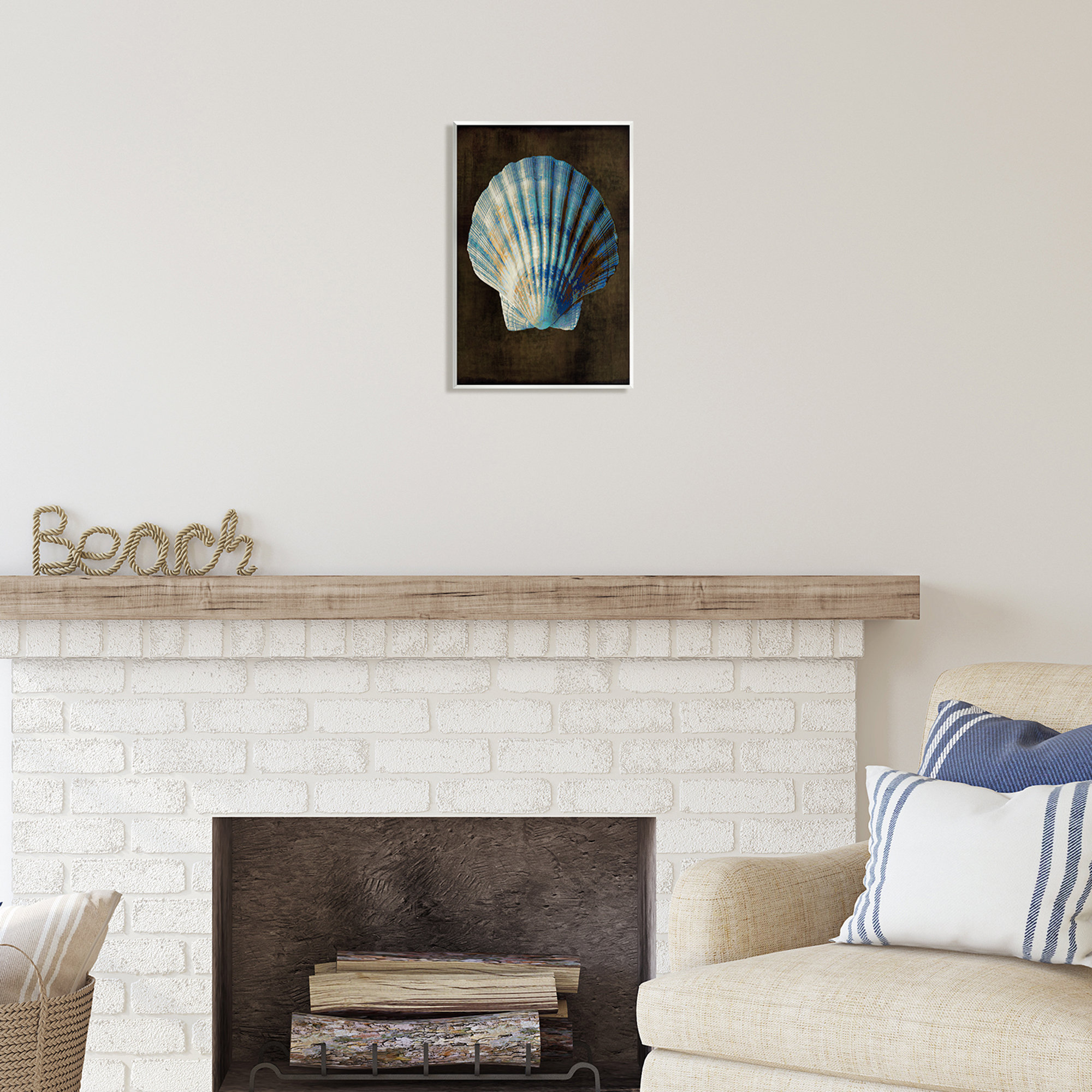 Stupell Industries Rustic Clam Shell On MDF by Caroline Kelly Print ...
