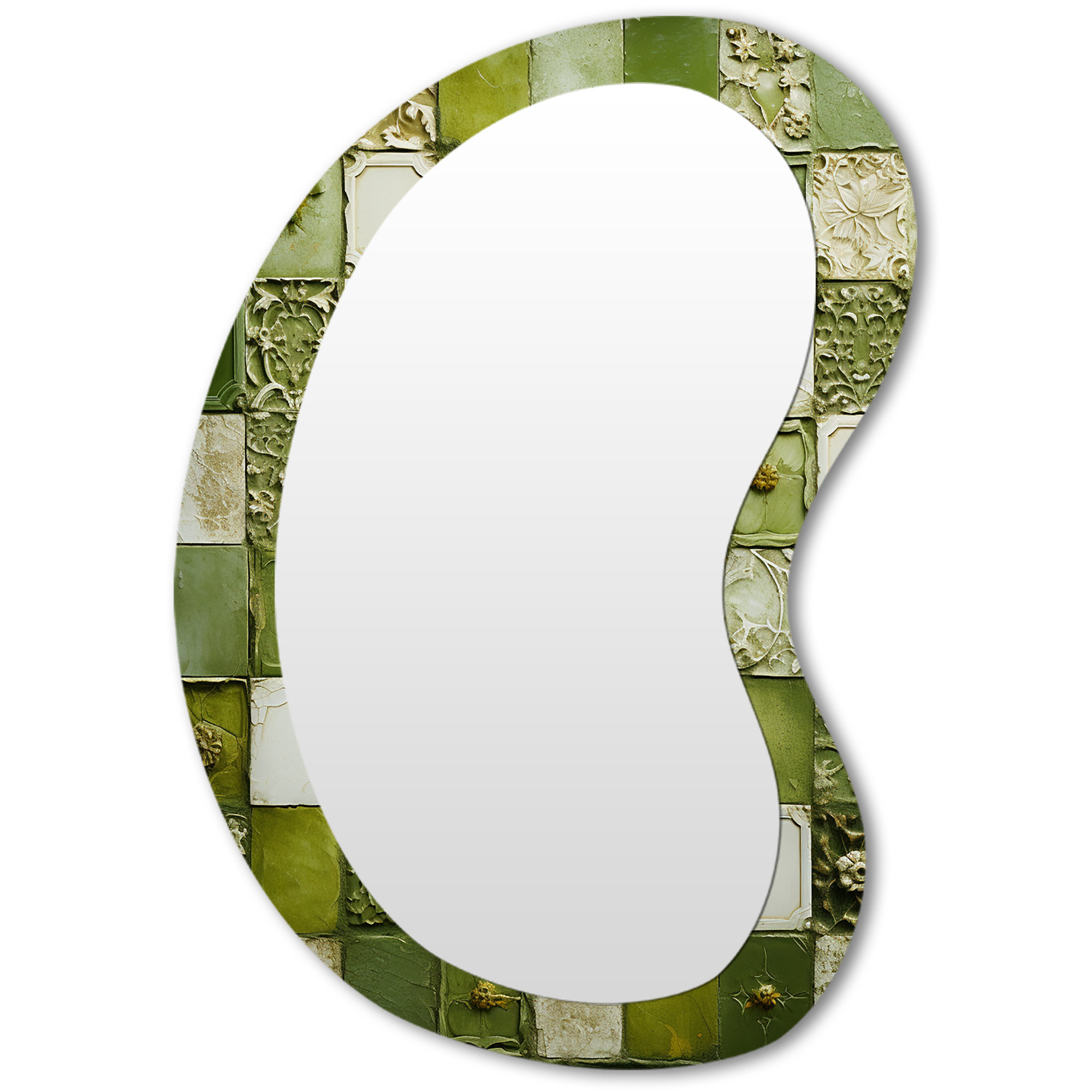 Ivy Bronx Botanicals Green Floral Tiles III - Abstract Tile Modern Wall ...