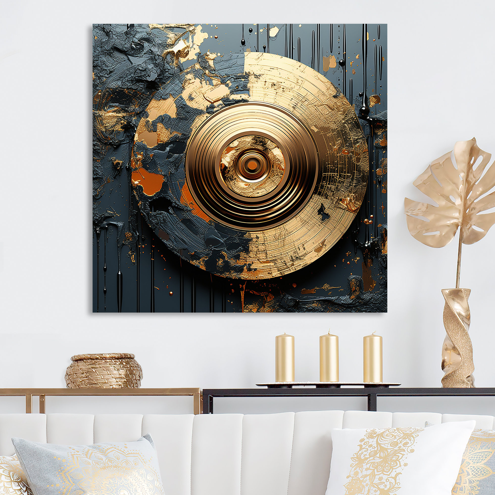 Ivy Bronx Gold And Grey Vinyl Record Melody II - Vinyl Records Metal ...