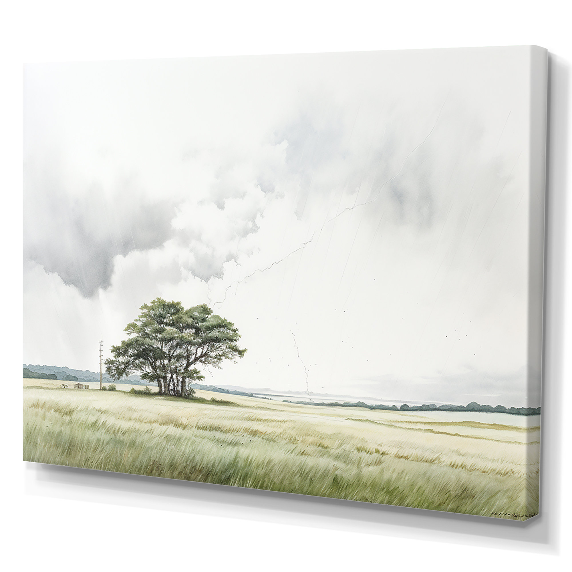 Winston Porter Gray Lightning Scenery Minimalism On Canvas Print | Wayfair