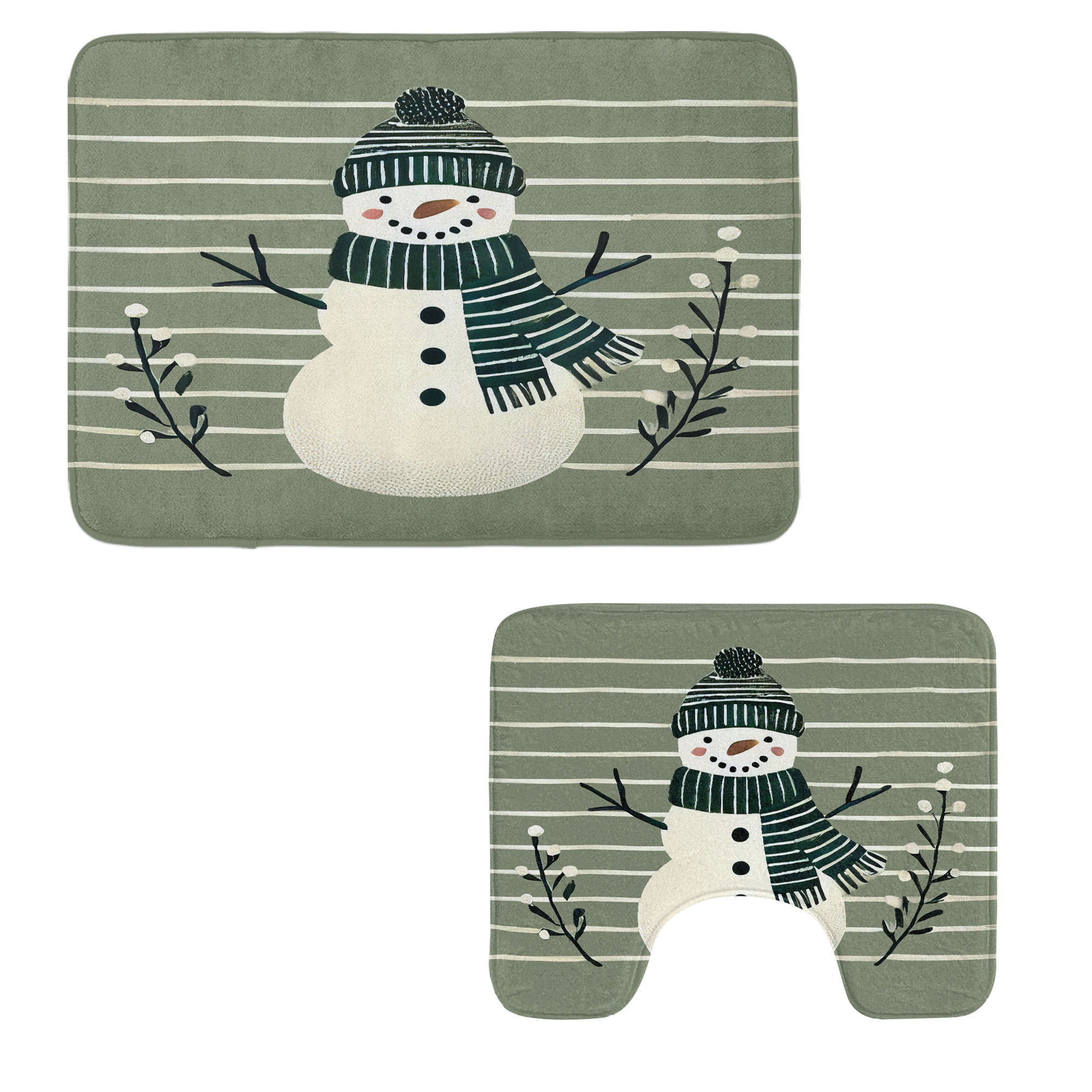 The Holiday Aisle® Christmas Bathroom Rug Set 2 Pieces Rectangle ...