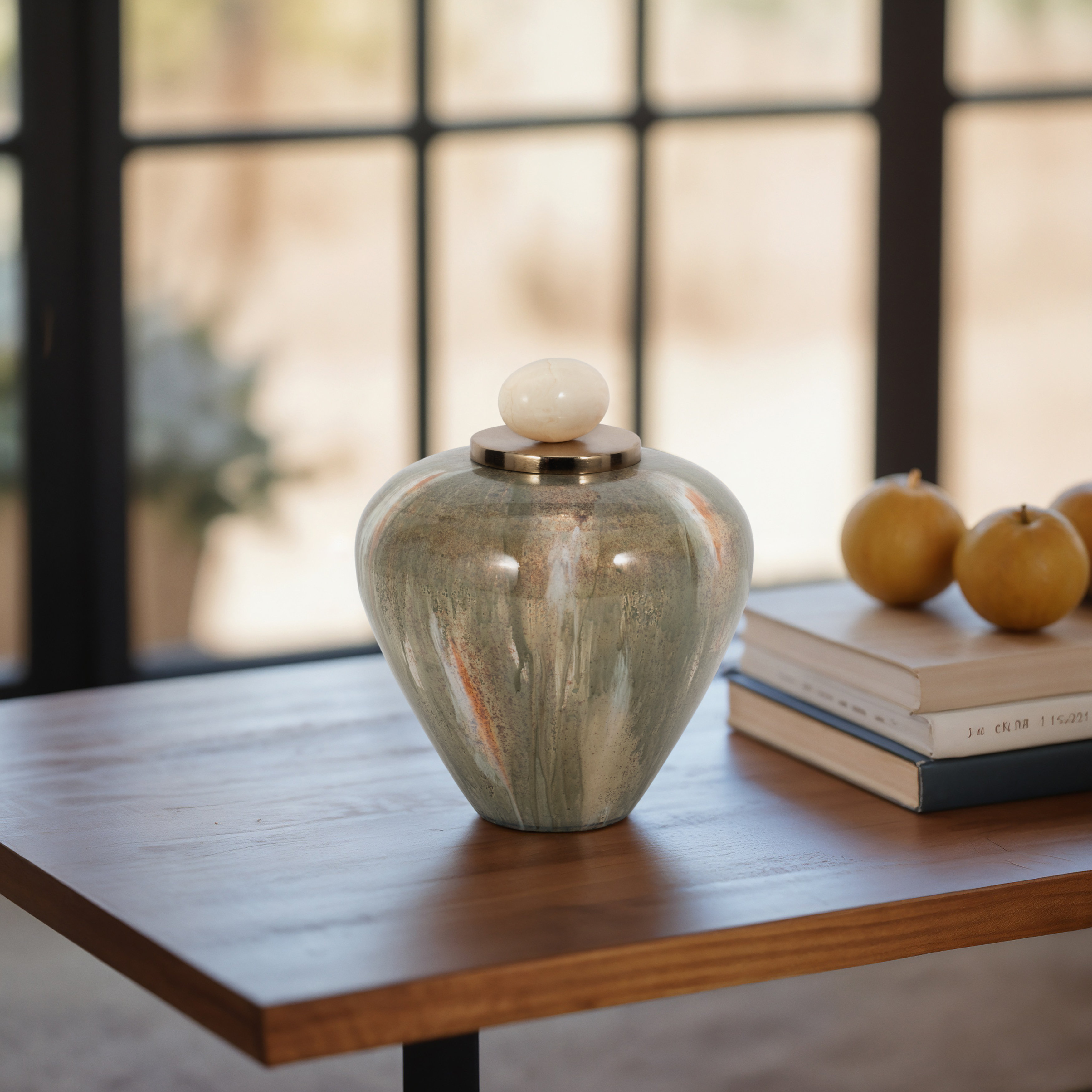 Dakota Fields Glass Blush and Green Novelty Temple Vase With Resin ...