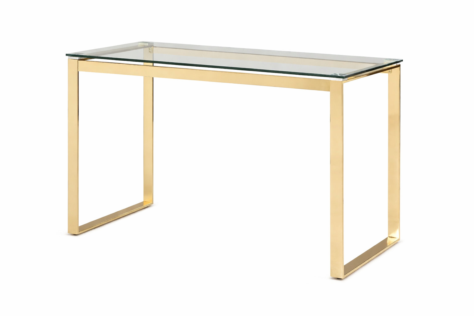 Wrought Studio™ Glass Top Desk With Gold Metal Legs | Wayfair