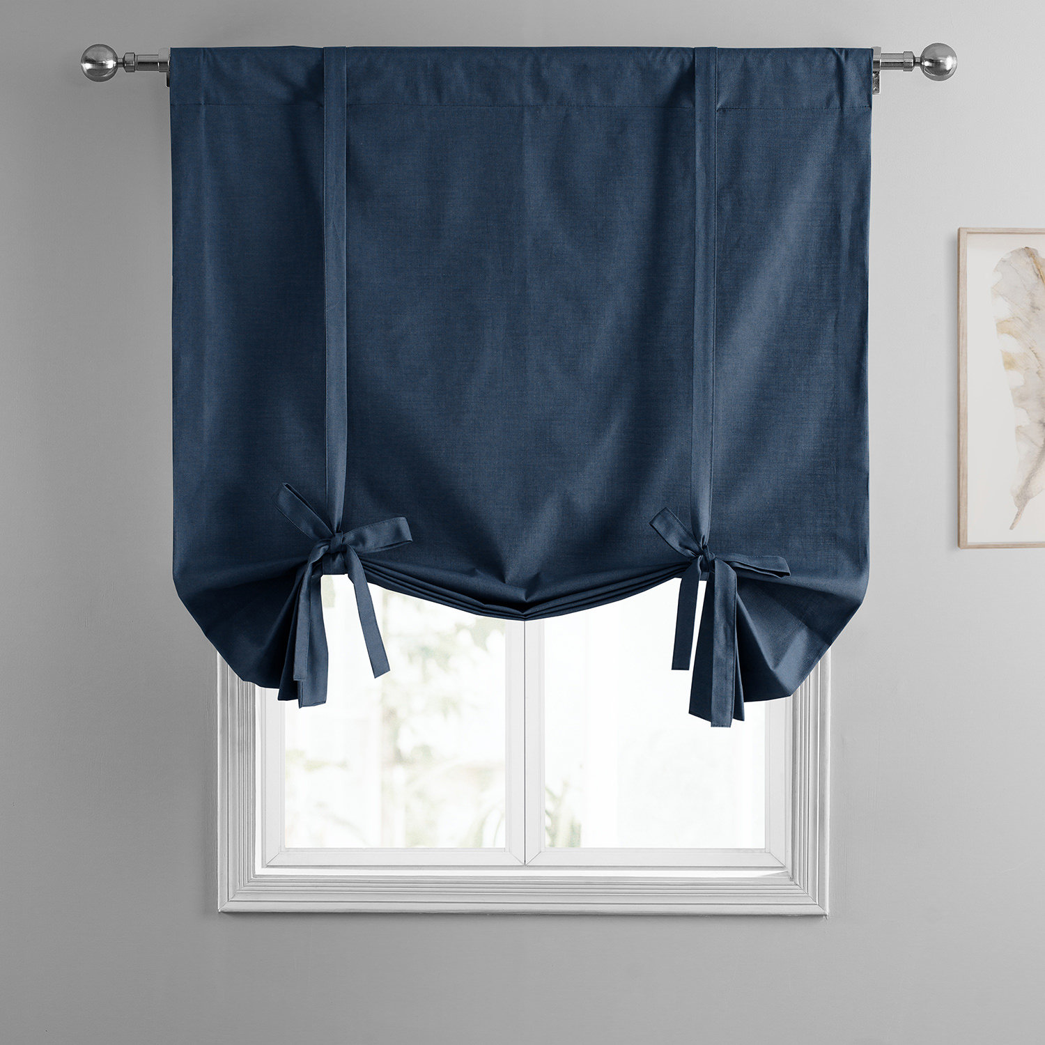 Ebern Designs Dune Textured Solid Cotton Room Darkening Tie-Up Window ...