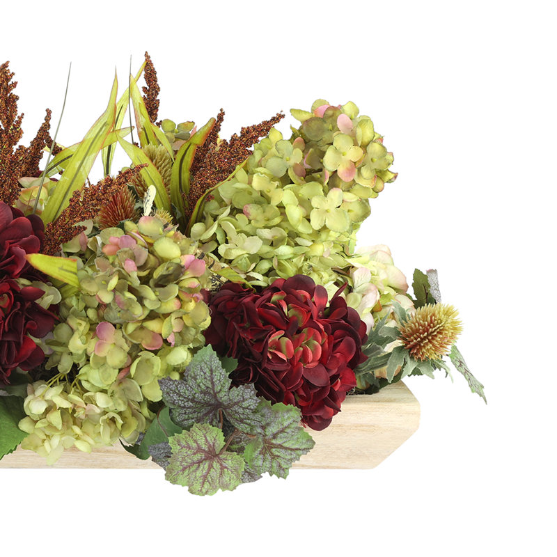 Primrue Assorted Hydrangea and Ivy in Wooden Bowl | Wayfair