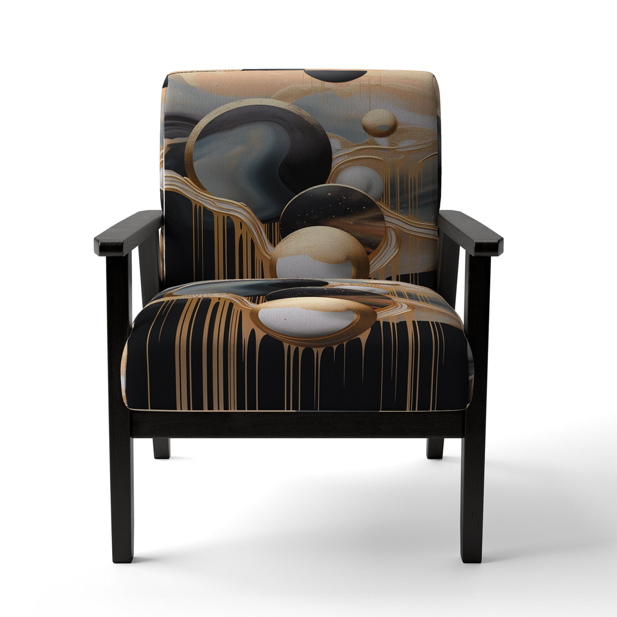 Design Art Gold And Black Mystic Múlange V - Upholstered Modern Arm ...