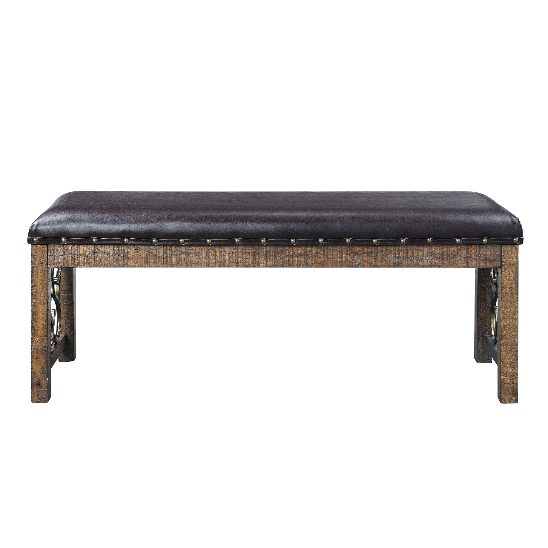 Ophelia & Co. Modern Black Dining Bench With Weathered Cherry Trim And ...