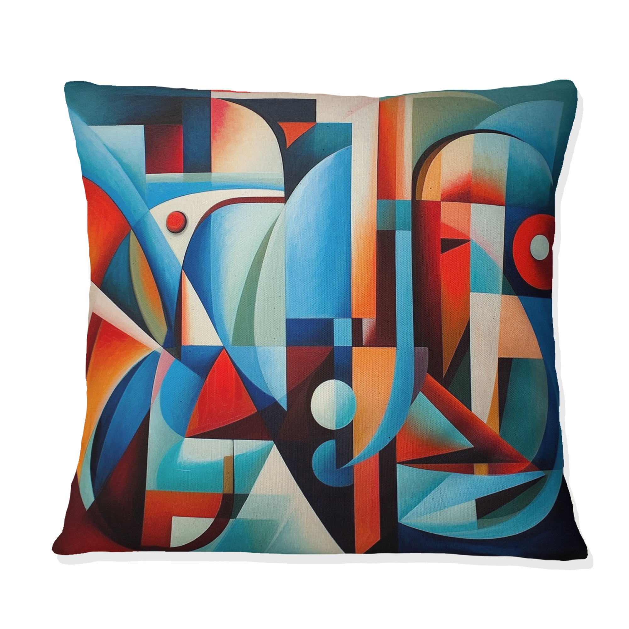 Design Art Orange Blue Geometry Unleashed III - Abstract Shapes Printed ...