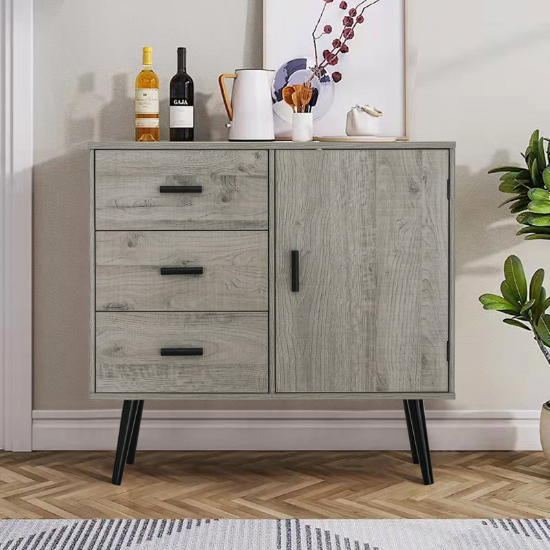 Corrigan Studio® Floor Storage Cabinet with Door & 3 Drawers & Reviews ...