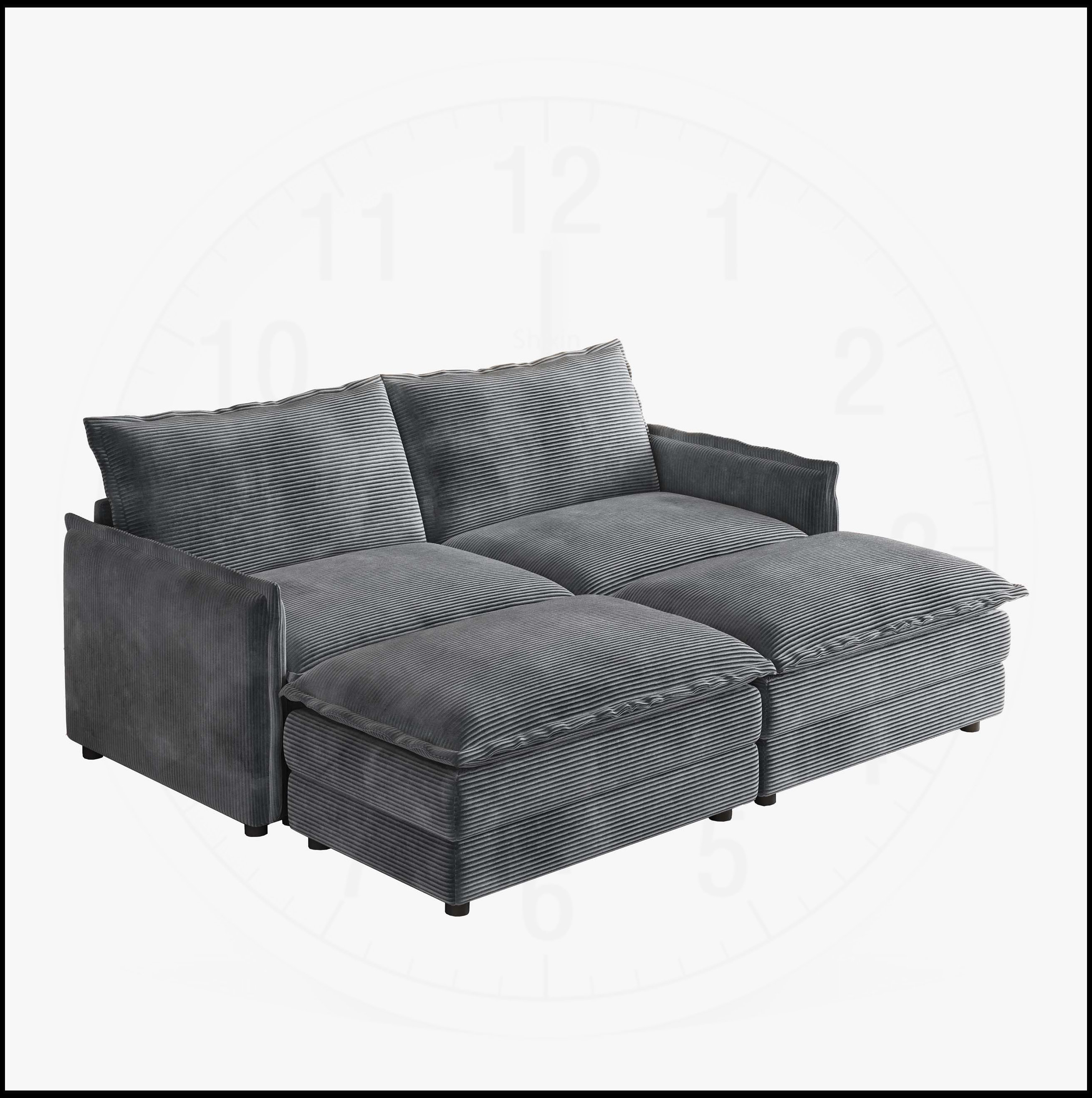 Latitude Run® Comfortable Corduroy 2-Seater Sofa with Movable Footrests ...