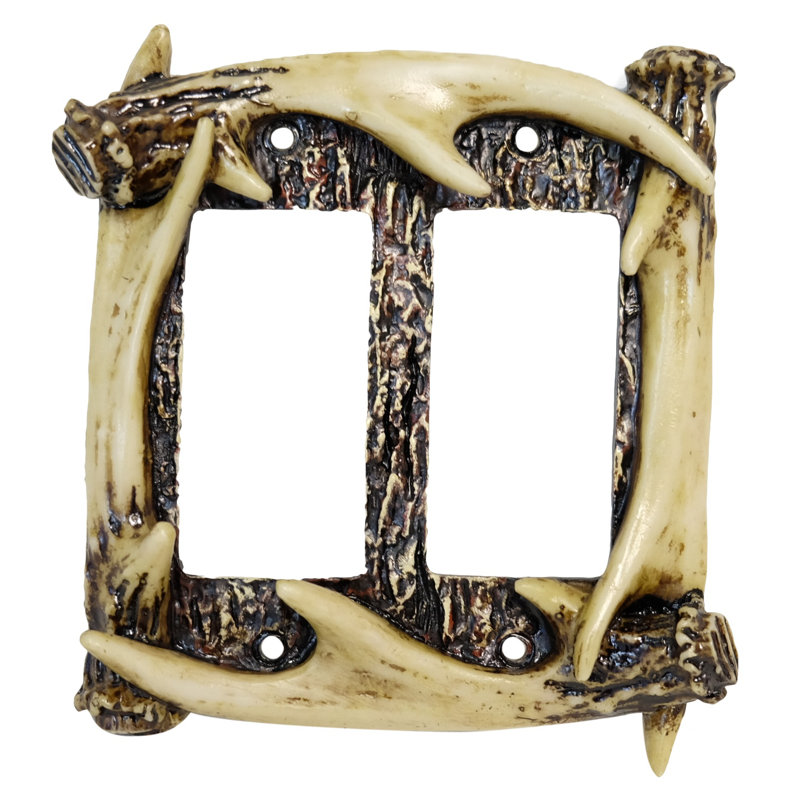 De Leon Collections Antler Framed Faux Wood Double Rocker Switch ...
