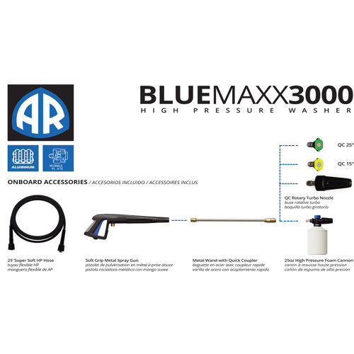 AR Blue Clean AR Blue Maxx, Maxx 3000 Electric Pressure Washer, 3000 ...