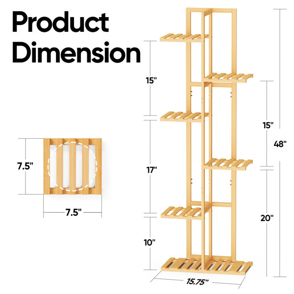 Arlmont & Co. 48 Inch Talll Plant Stand Indoor, 6 Tier 7 Potted Bamboo ...