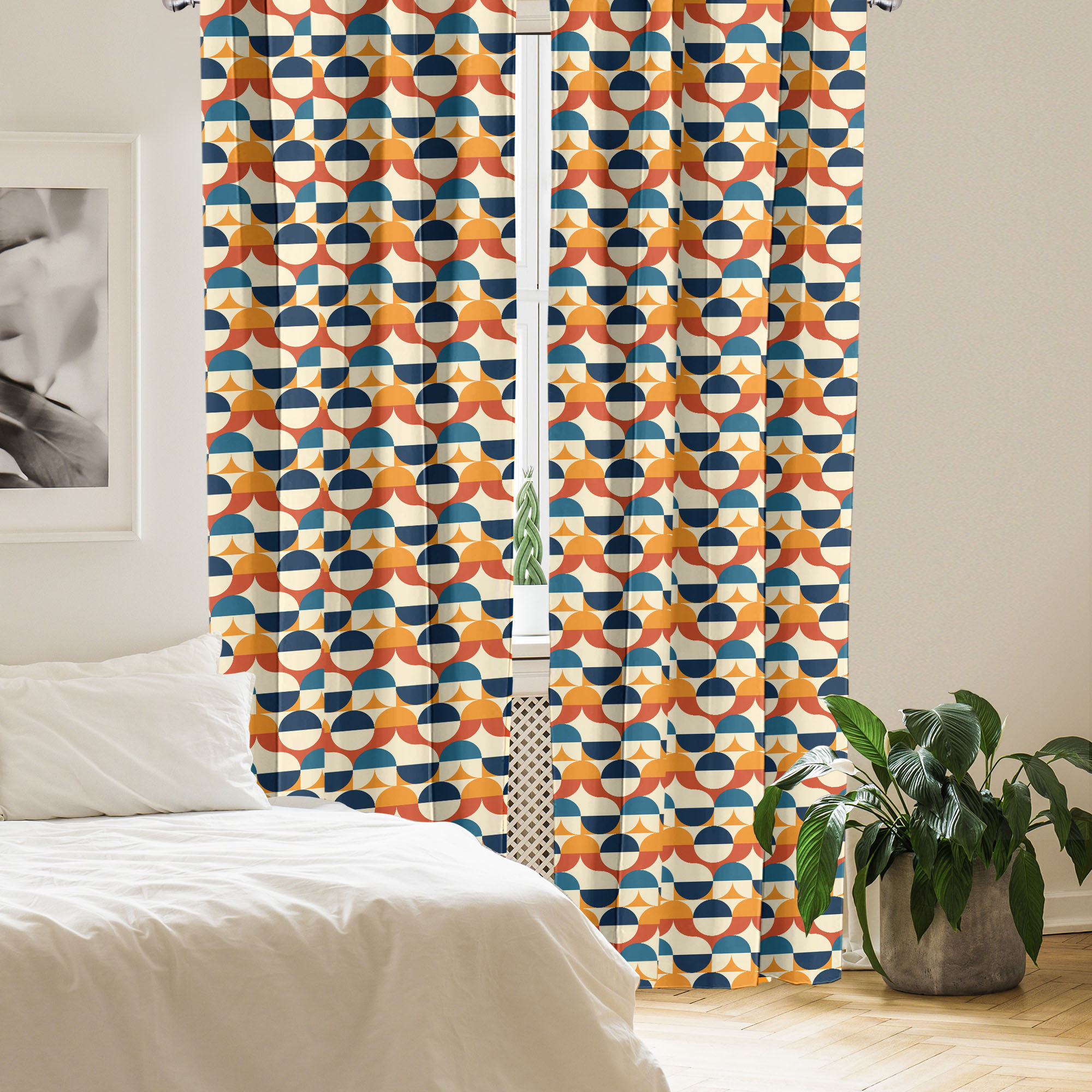 East Urban Home Fashion 4-Panel Curtains, Circular Geometric Pattern ...