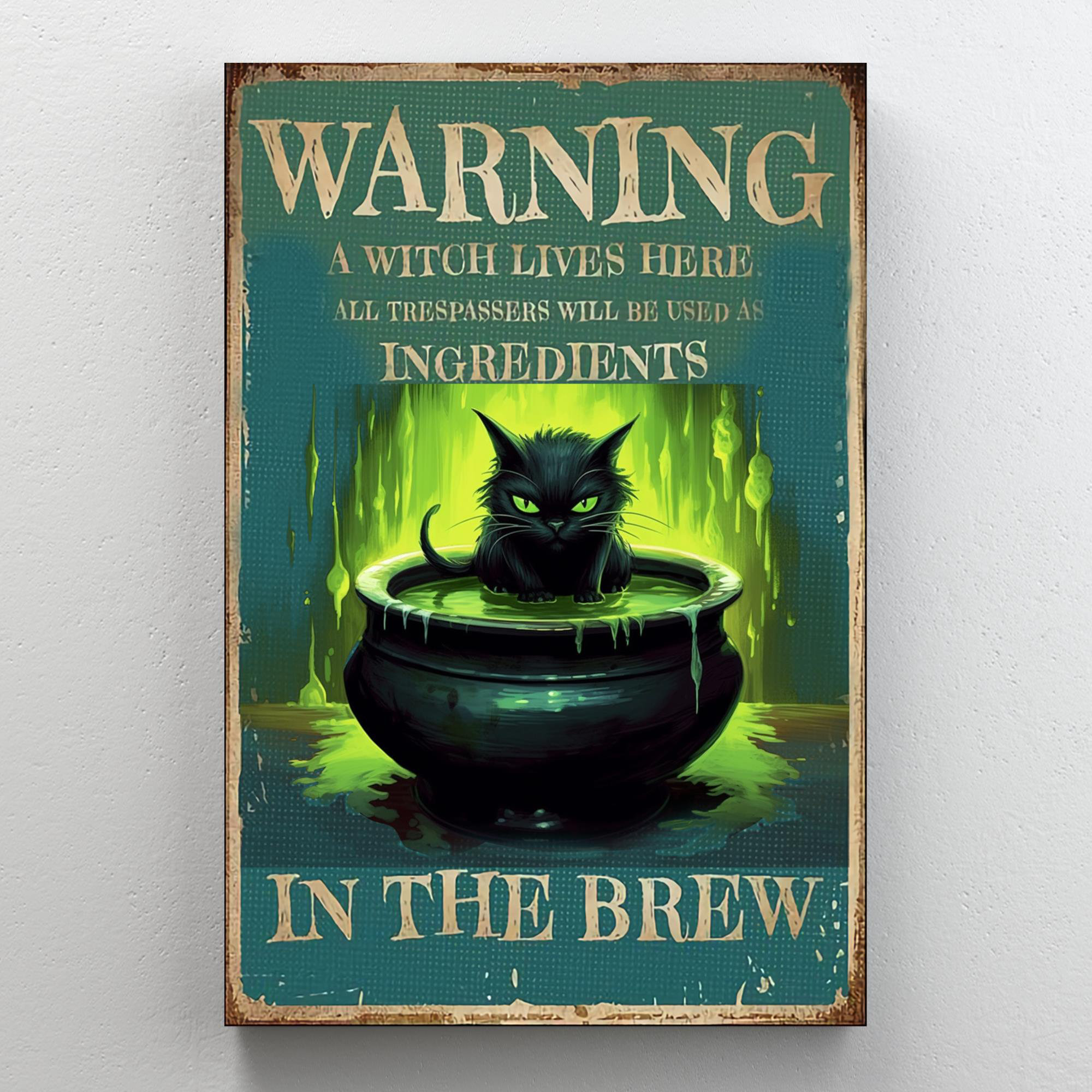 Trinx Warning A Witch Lives Here On Canvas Graphic Art | Wayfair
