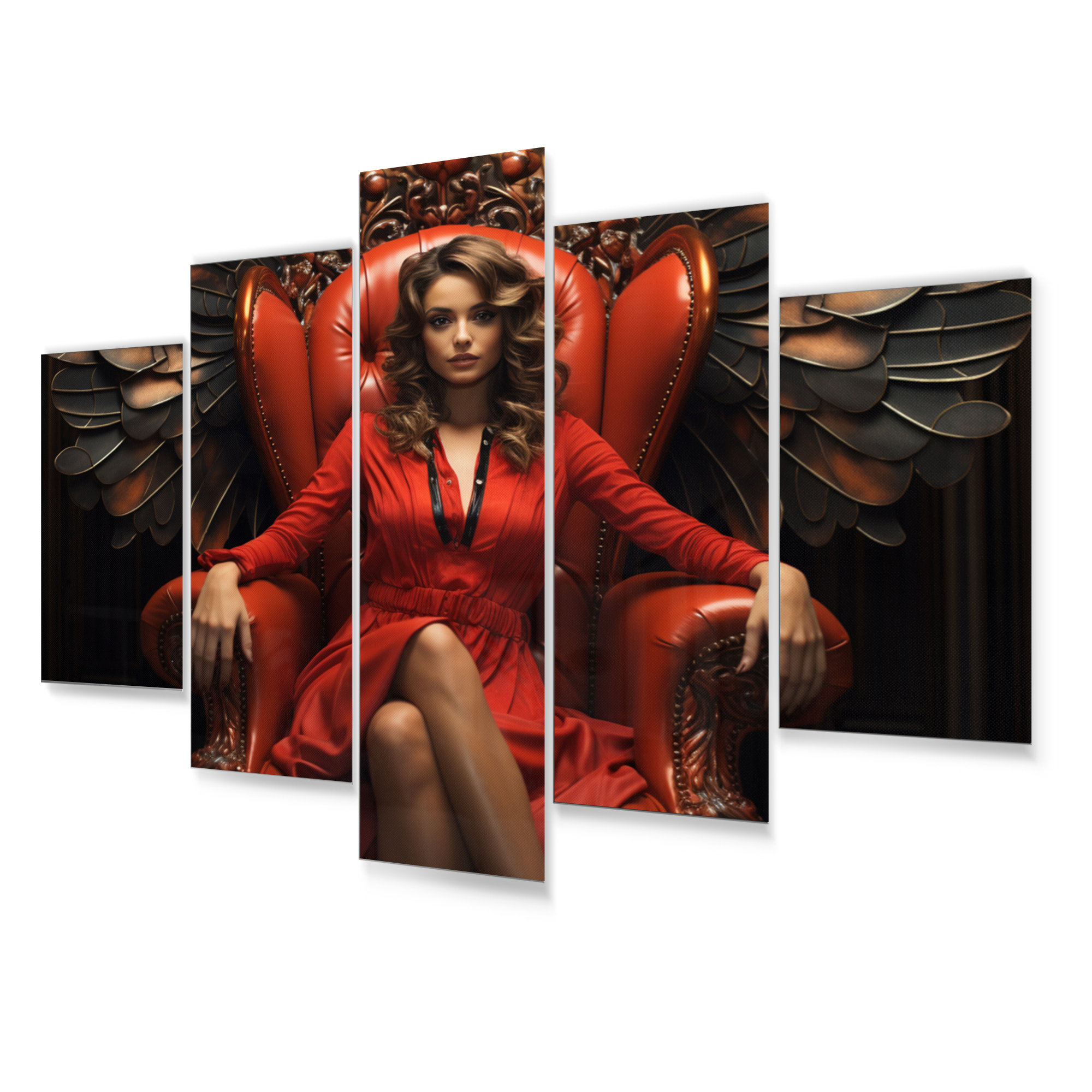 Design Art Red Queen Of Angel II - Fashion Woman Metal Wall Art Living ...