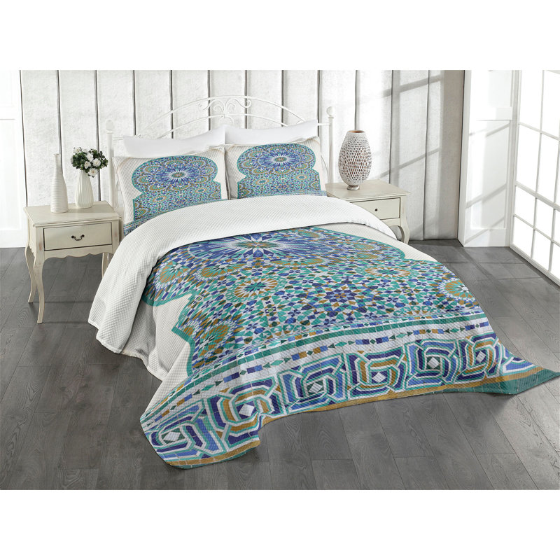 Ambesonne Moroccan Bedspread Eastern Ceramic Tile | Wayfair