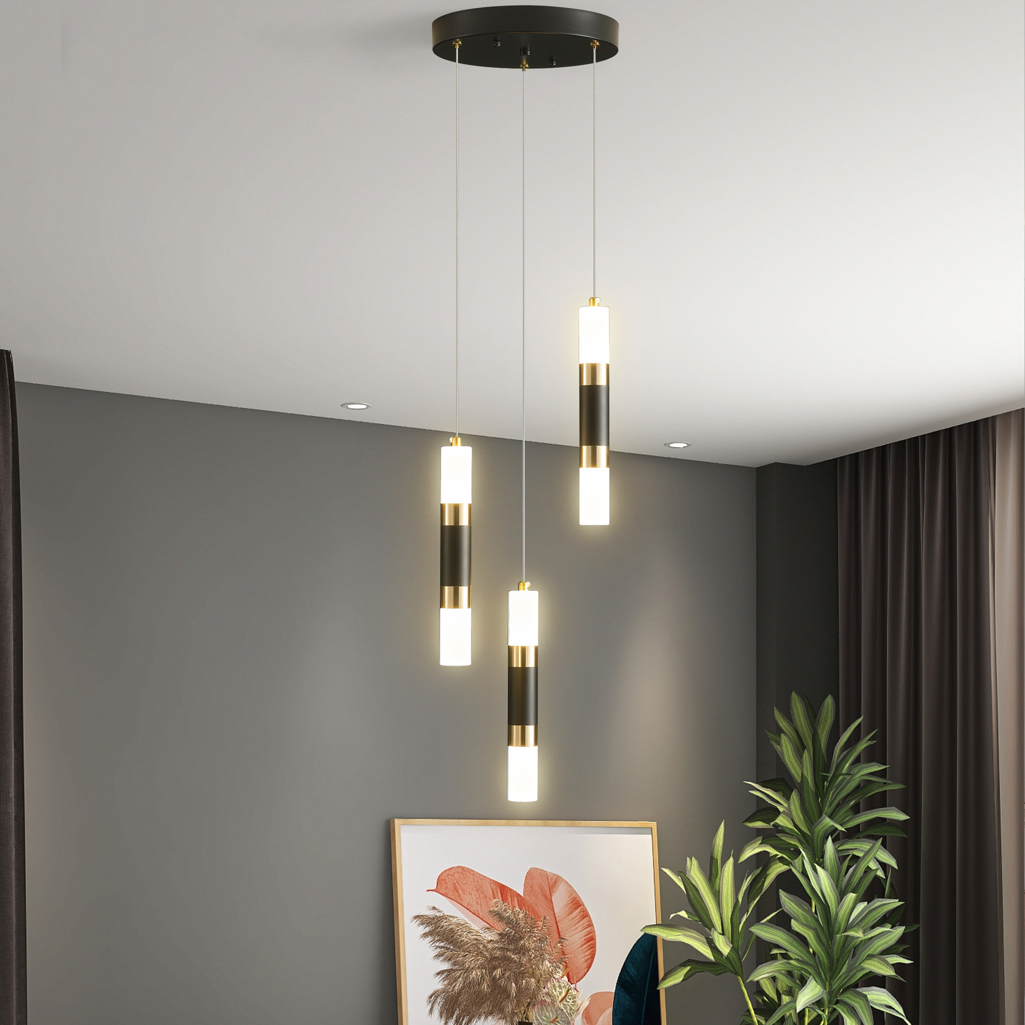 Ivy Bronx Chrisi 3 - Light Cylinder Bulb LED Pendant with Crystal ...