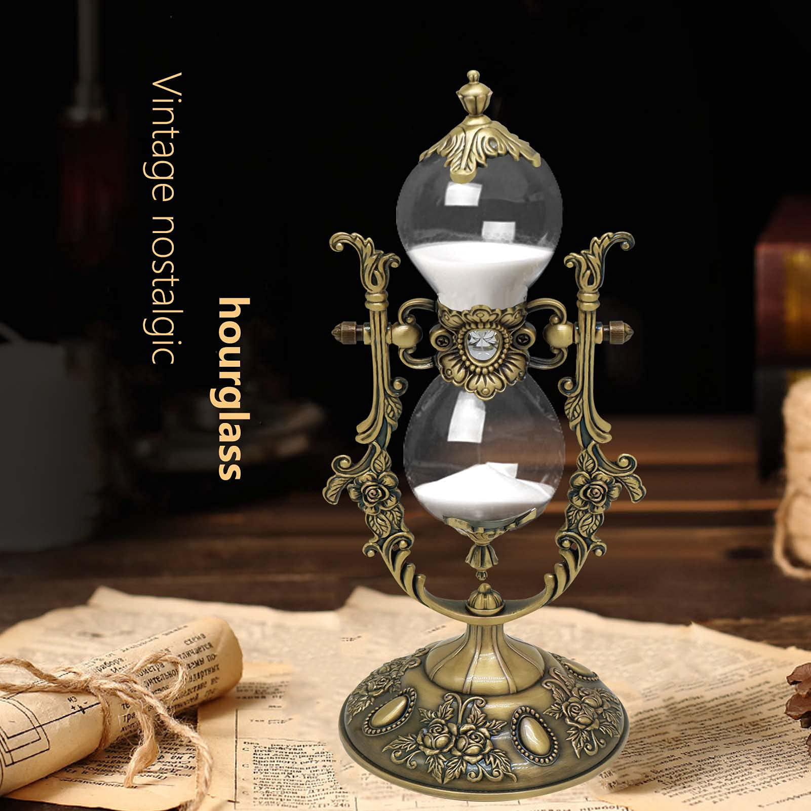 House of Hampton® Tall 30-minute brass hourglass with 360° rotation for ...