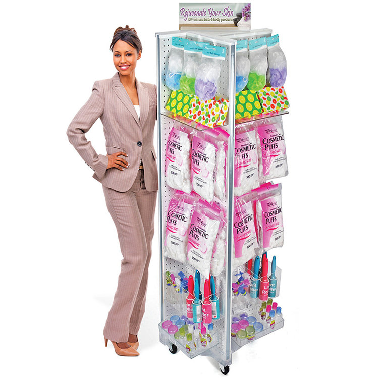 Azar Displays Pinwheel Pegboard Floor Display on Wheeled Base. Panel ...