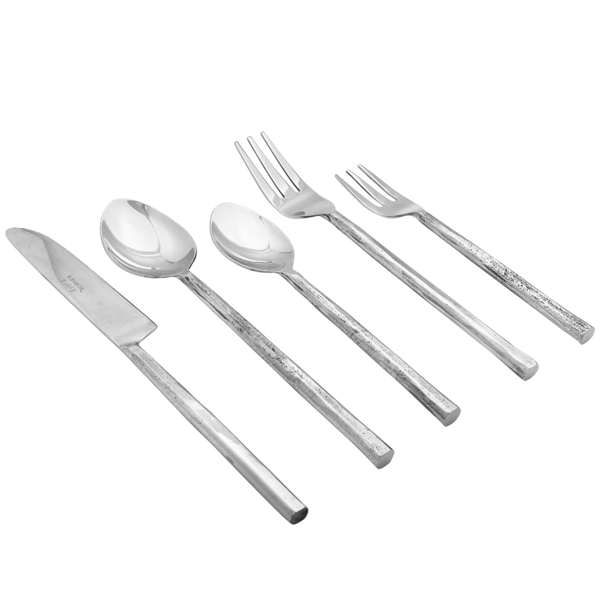 Elyon Tableware Sardar Reflective Silver 20 Piece Flatware Set Indian ...