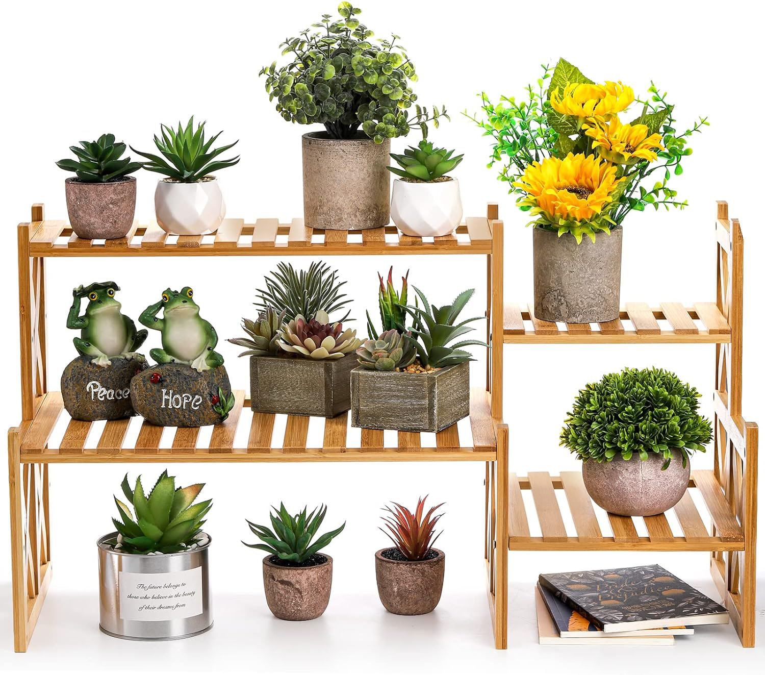 Arlmont & Co. 2 Tier Bamboo Tabletop Plant Stand | Wayfair