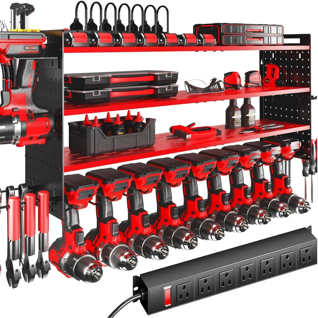 WFX Utility™ Power Tool Organizer With Charging Station,9 Drill Holder ...