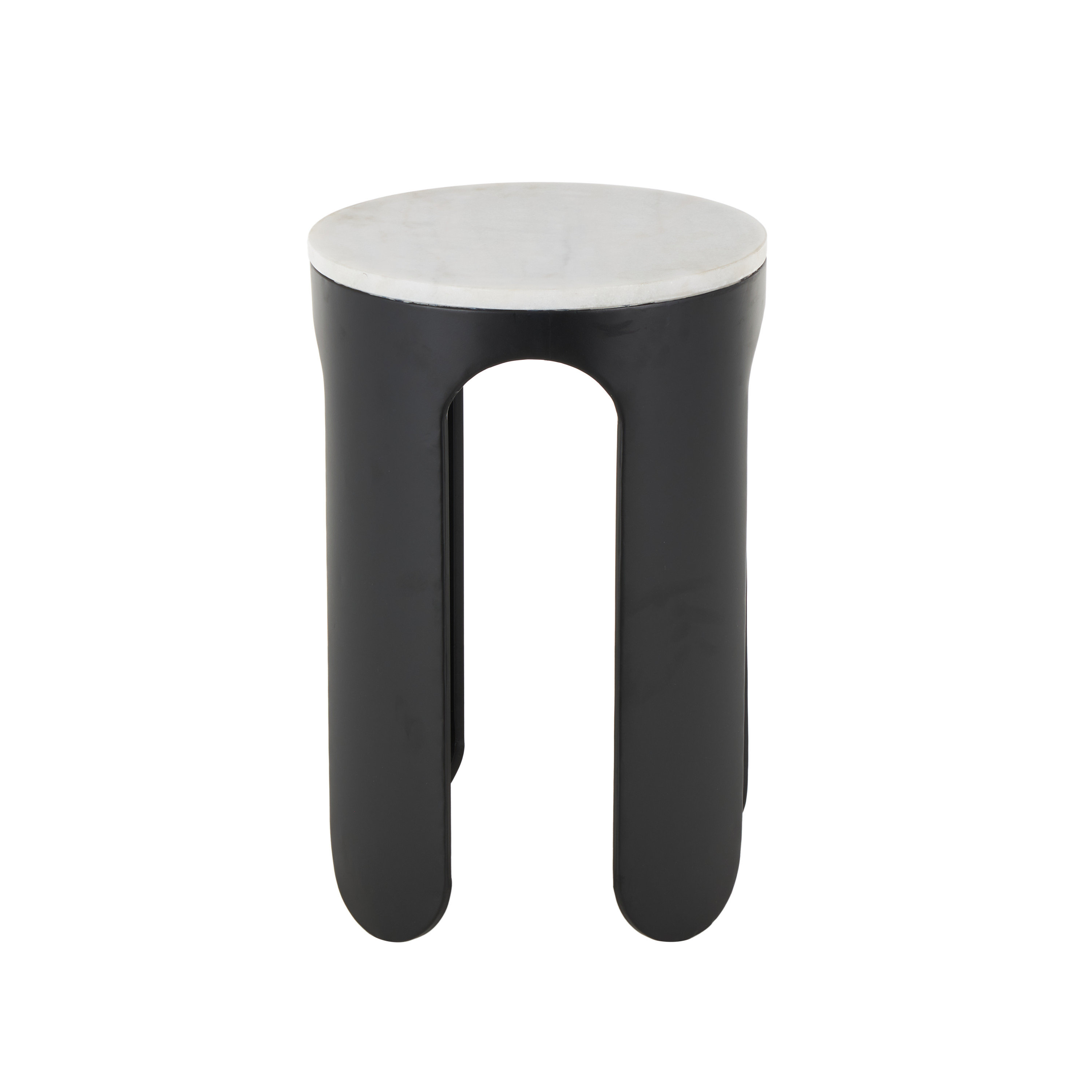 Latitude Run® Cole And Grey Metal Round Side End Accent Table With Marble Tabletop | Wayfair