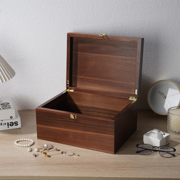 Winston Porter Large Wooden Keepsake Box - Wooden Storage Box ...
