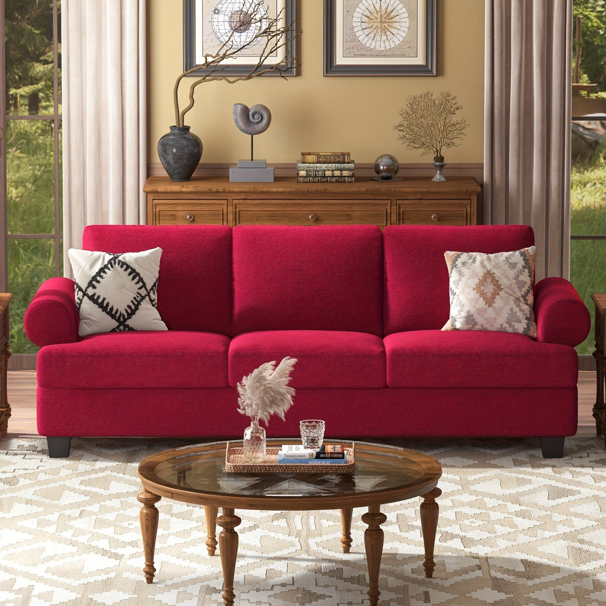 Ebern Designs Red Sofa | Wayfair