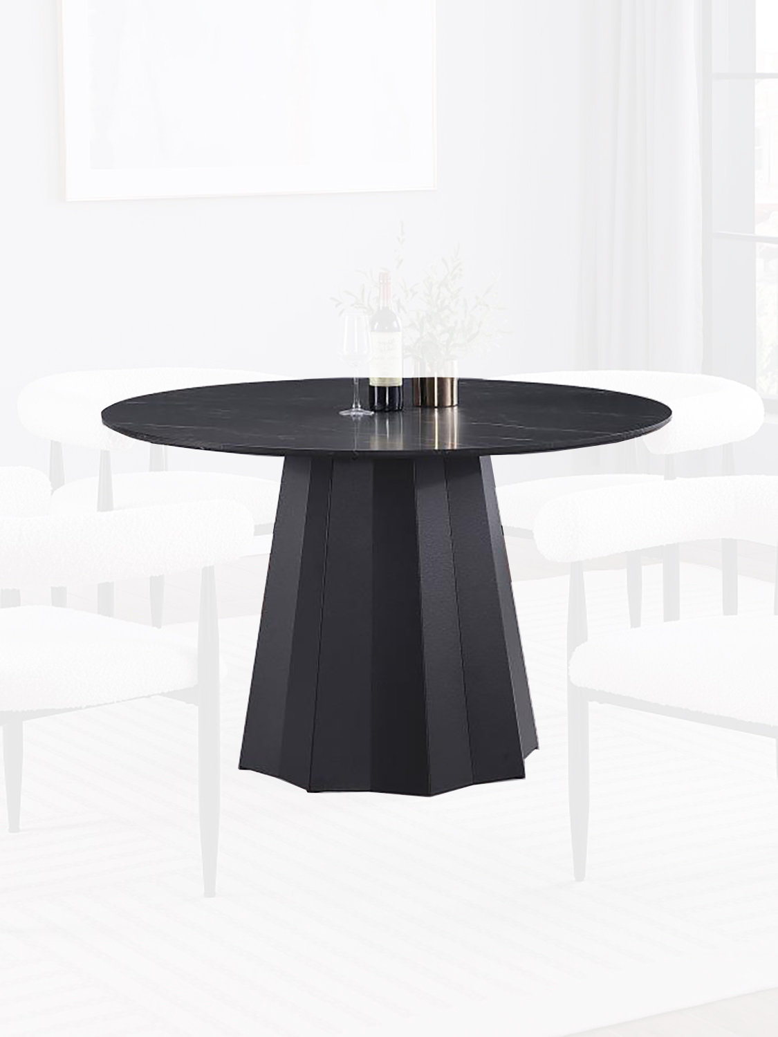 George Oliver Rockport Round Faux Marble Top Dining Table | Wayfair