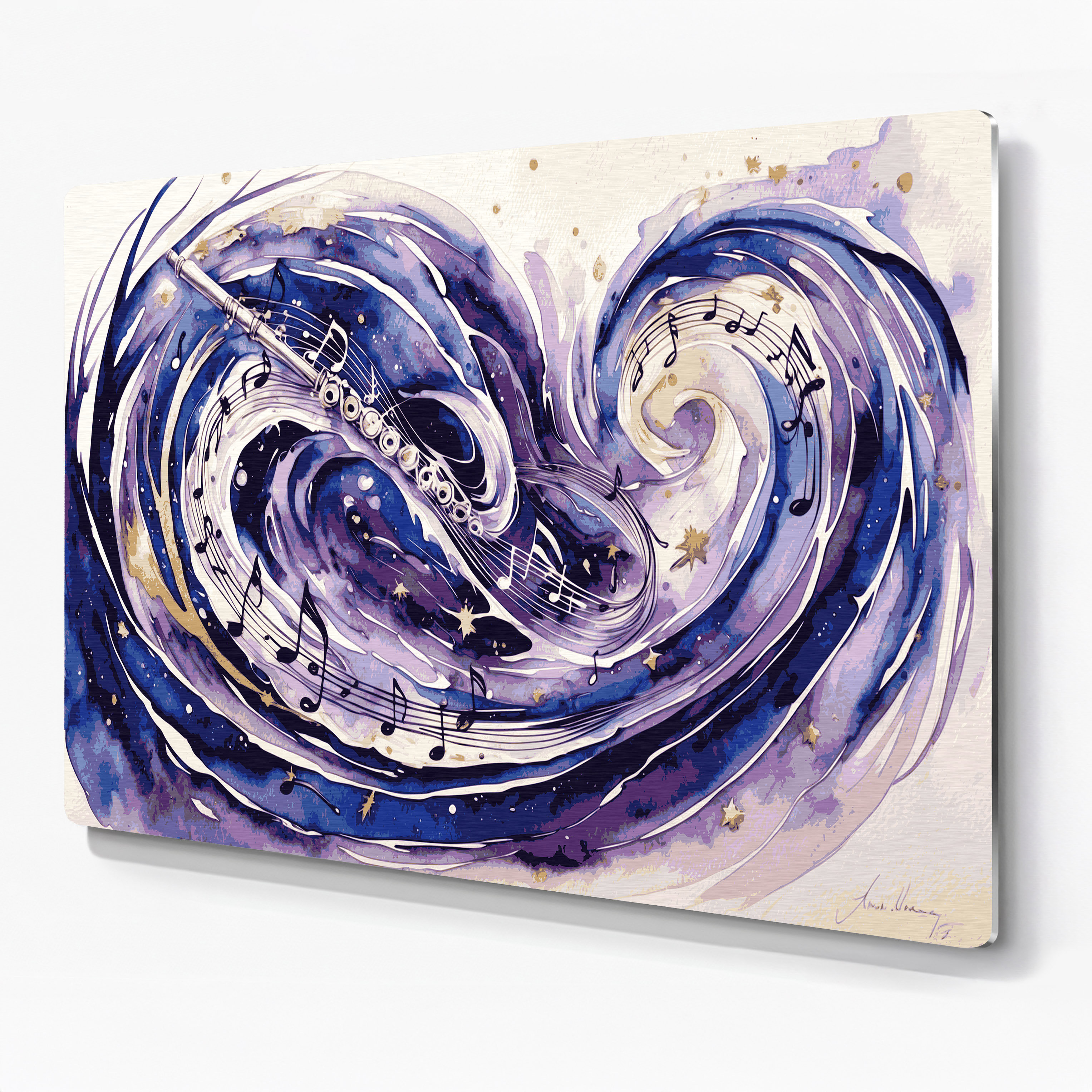 Hokku Designs Music Flute Gray Metal Wall Art | Wayfair