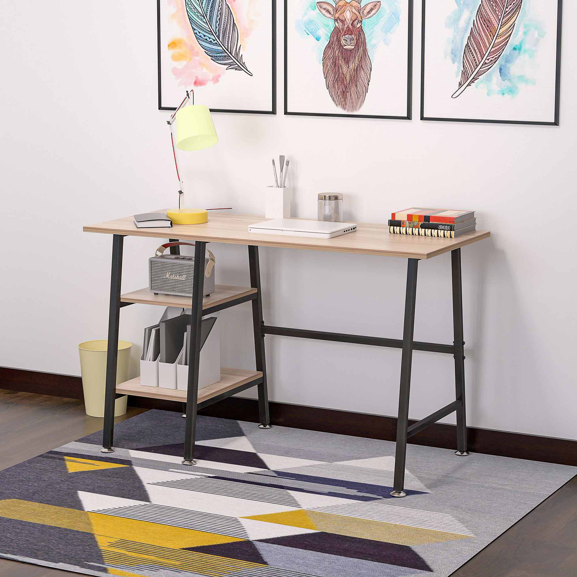 Trent Austin Design® Kempst 43 Inch Computer Desk with Storage Shelves ...