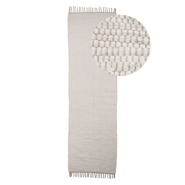 Carpetfine Chindi Uni Solid Colour Hand Crafted Hand Braided White Area ...