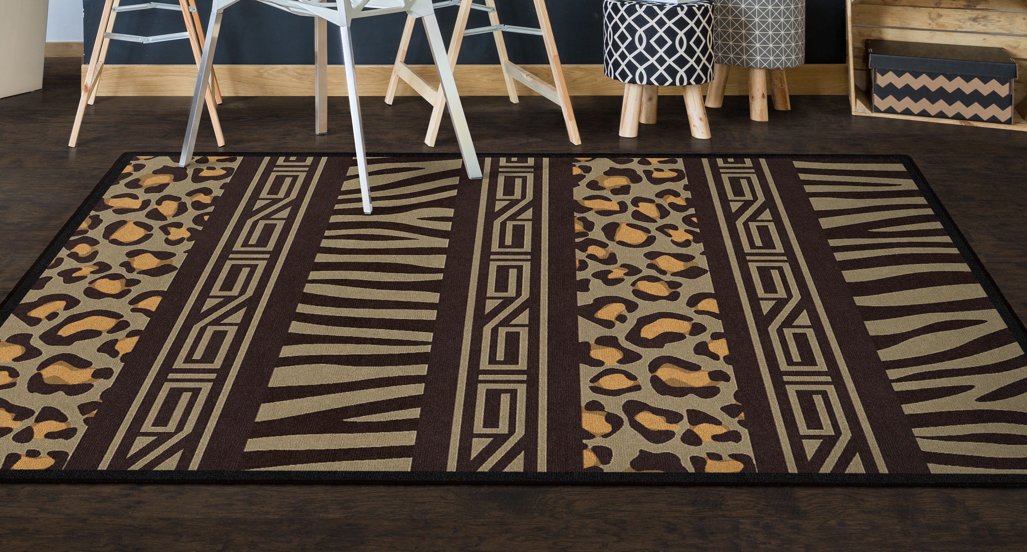 World Menagerie Lanier Animal Print Black/Brown Area Rug - Wayfair Canada