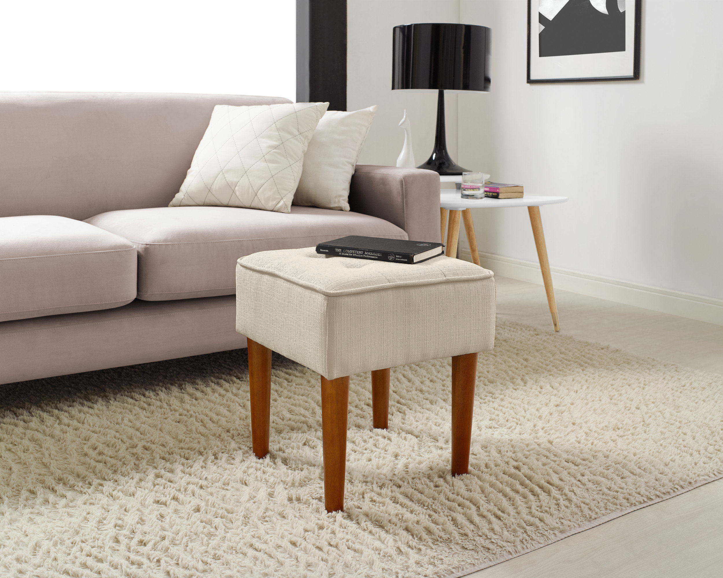 Elle Decor Aria Square Tufted Vanity Stool & Reviews | Wayfair