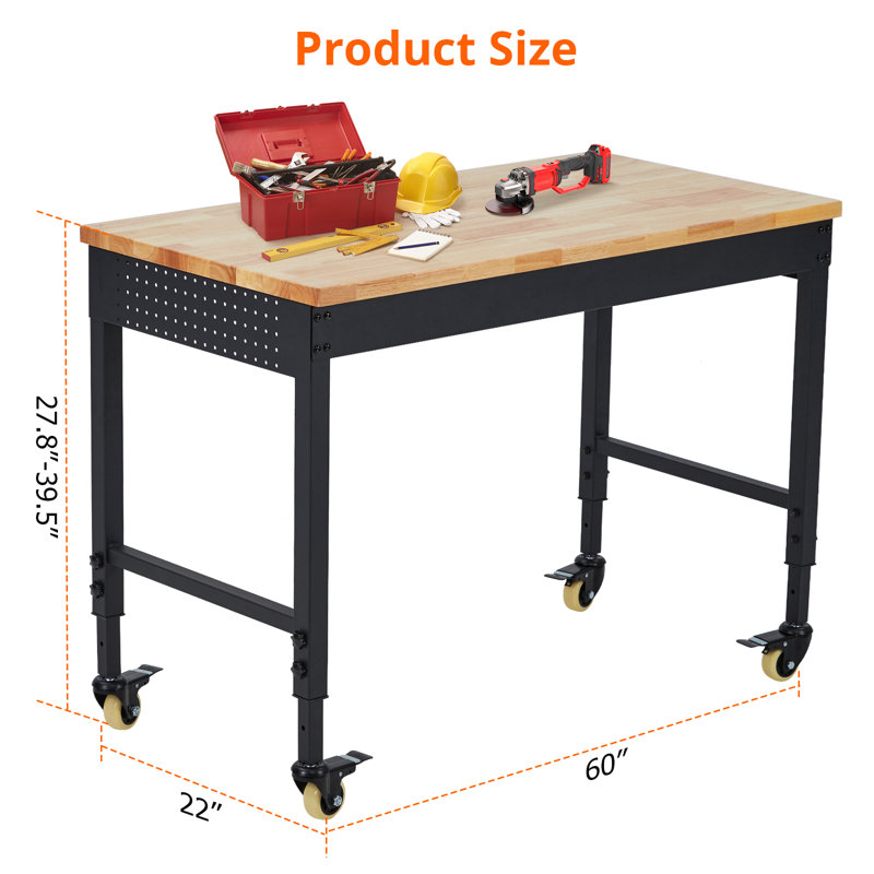 WFX Utility™ 72" W Wood Top Workbench with Wheels | Wayfair